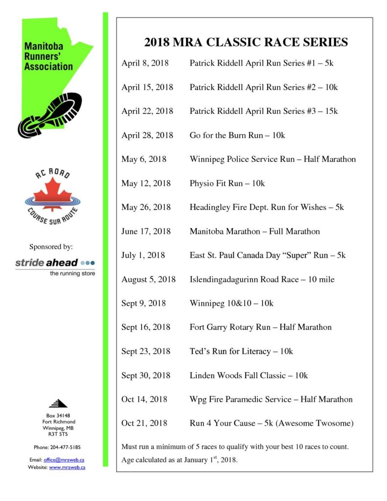 Classic Race Series Calendar – Manitoba Runners' Association